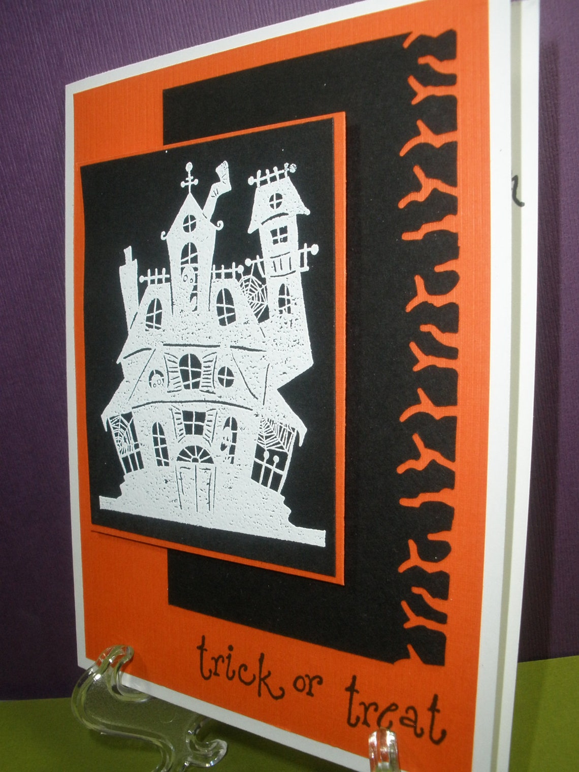 Trick or Treat Haunted House Card - Etsy