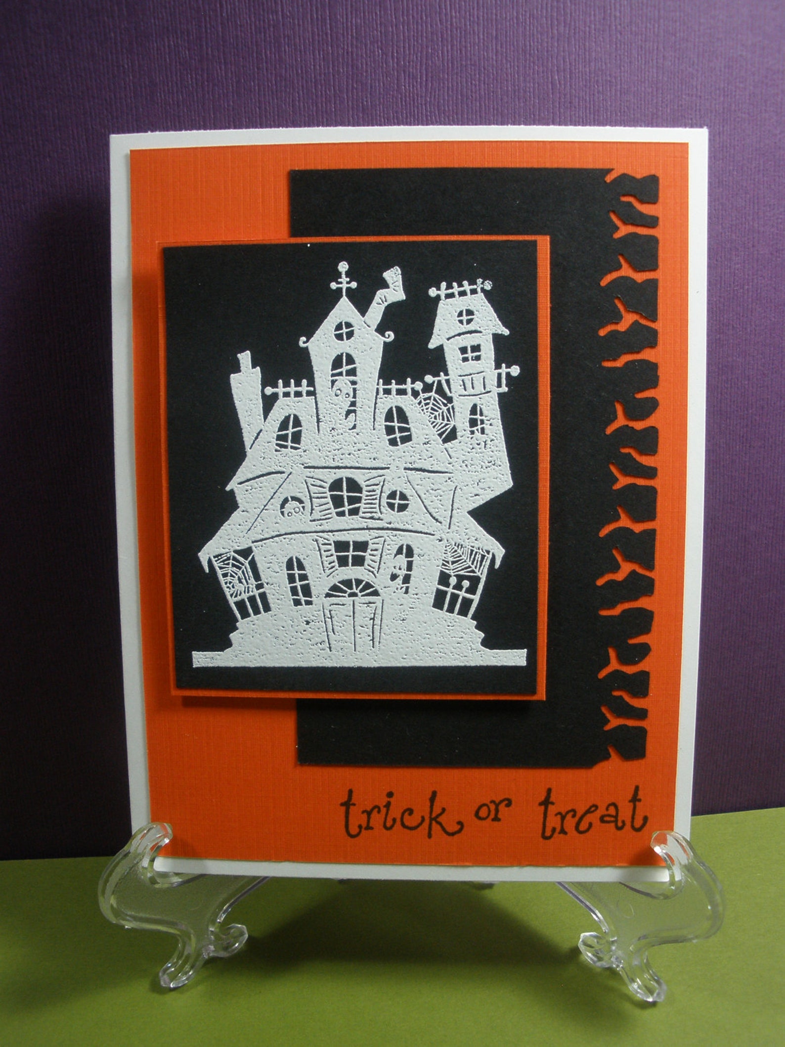 Trick or Treat Haunted House Card - Etsy