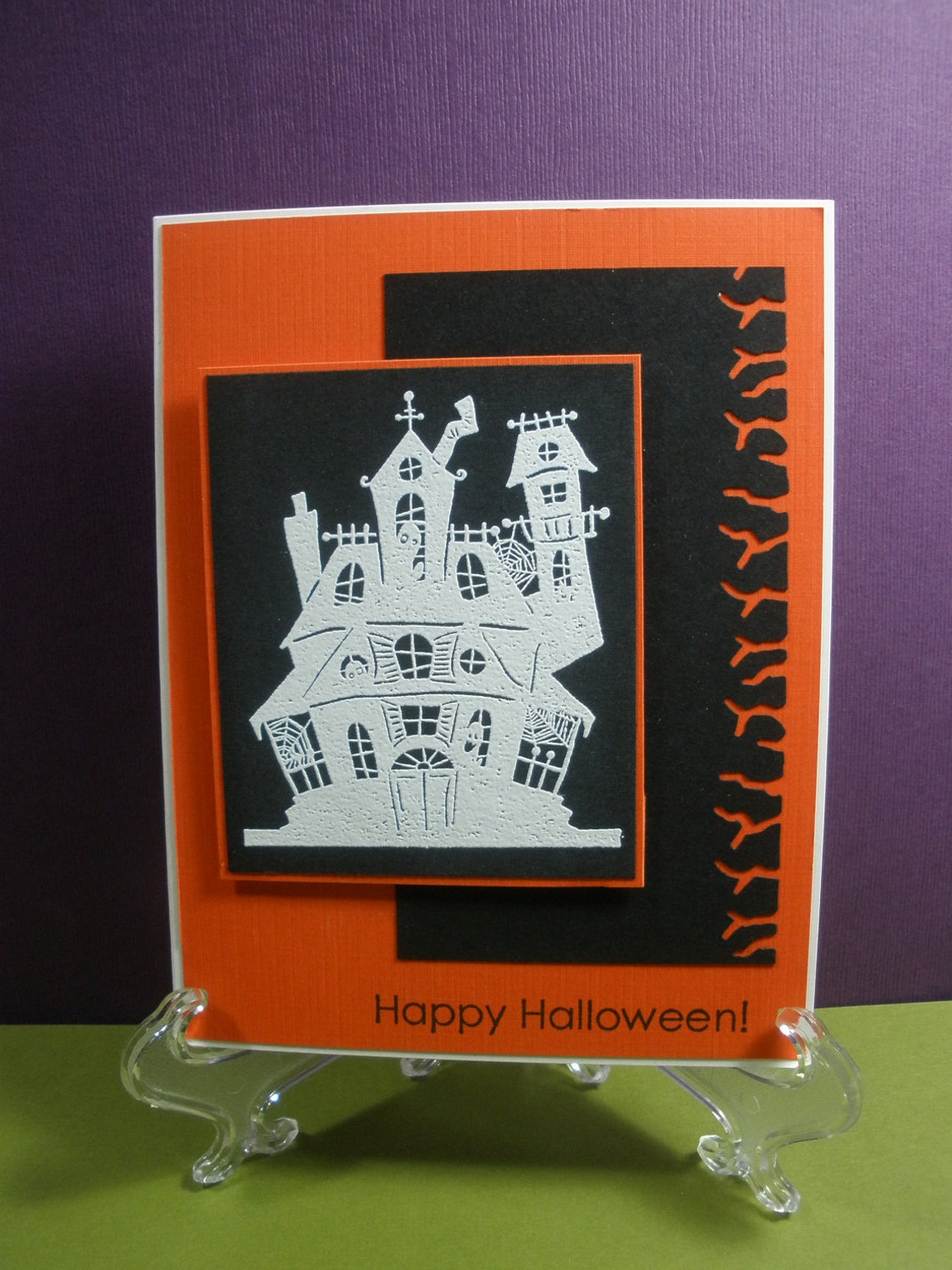 Halloween Haunted House Card - Etsy