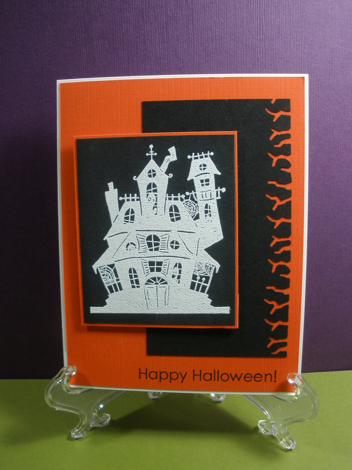 Halloween Haunted House Card - Etsy