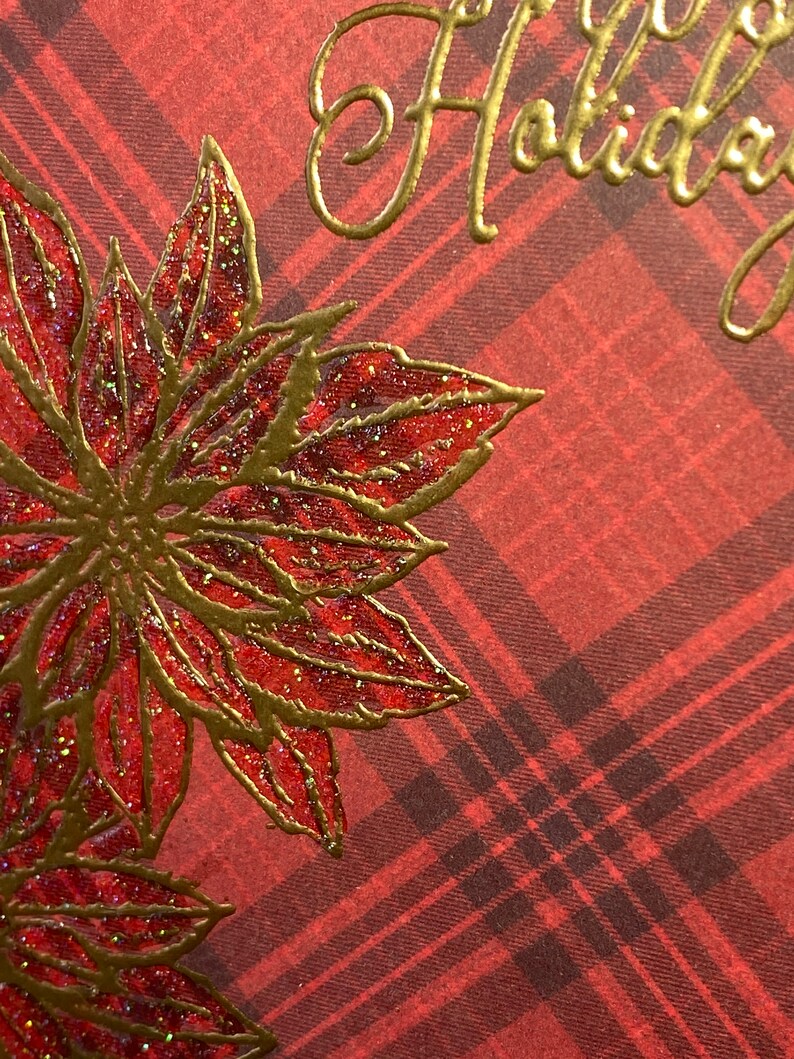 Happy Holidays Glitter Poinsettia Card - Etsy