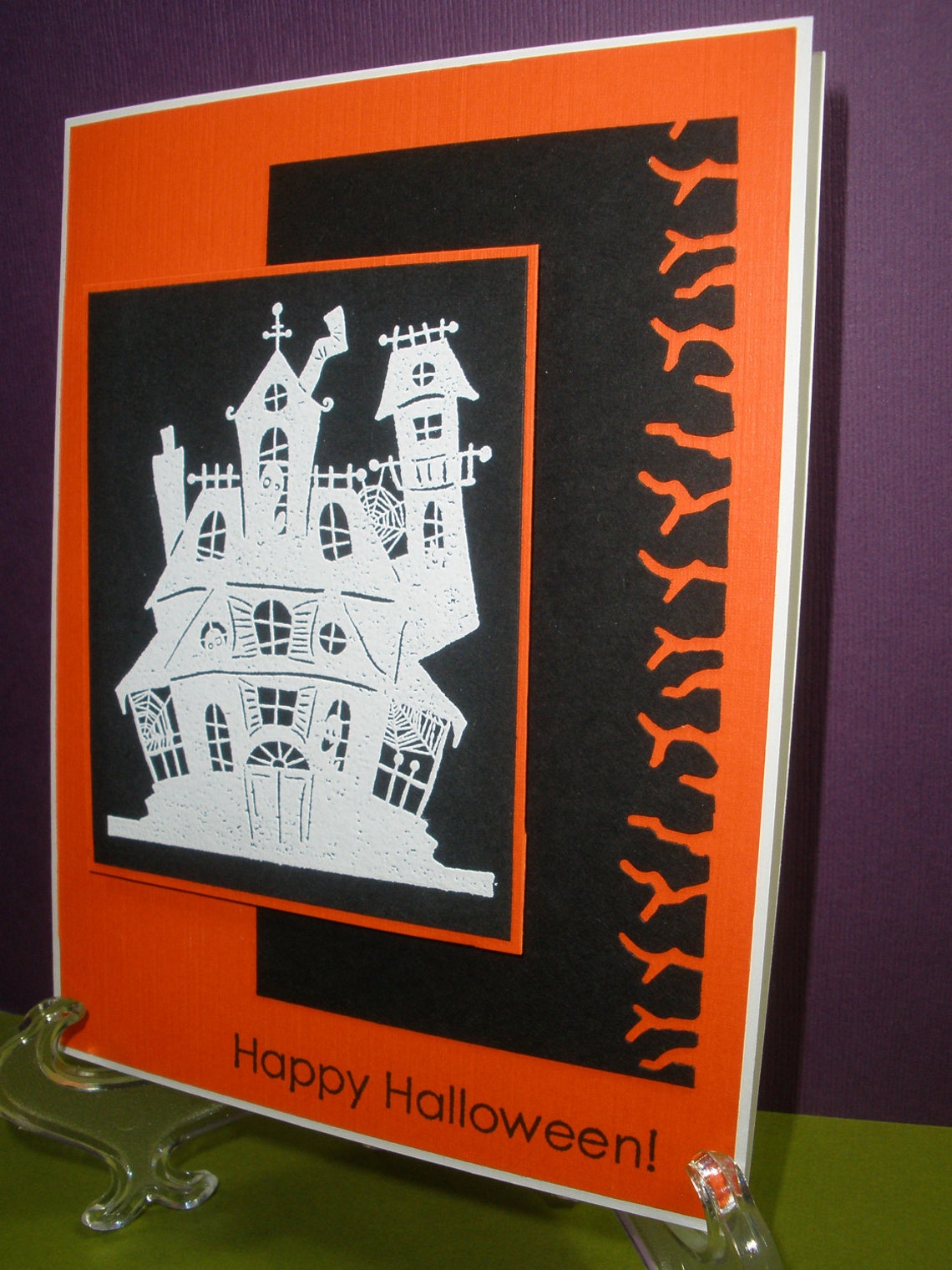 Halloween Haunted House Card - Etsy