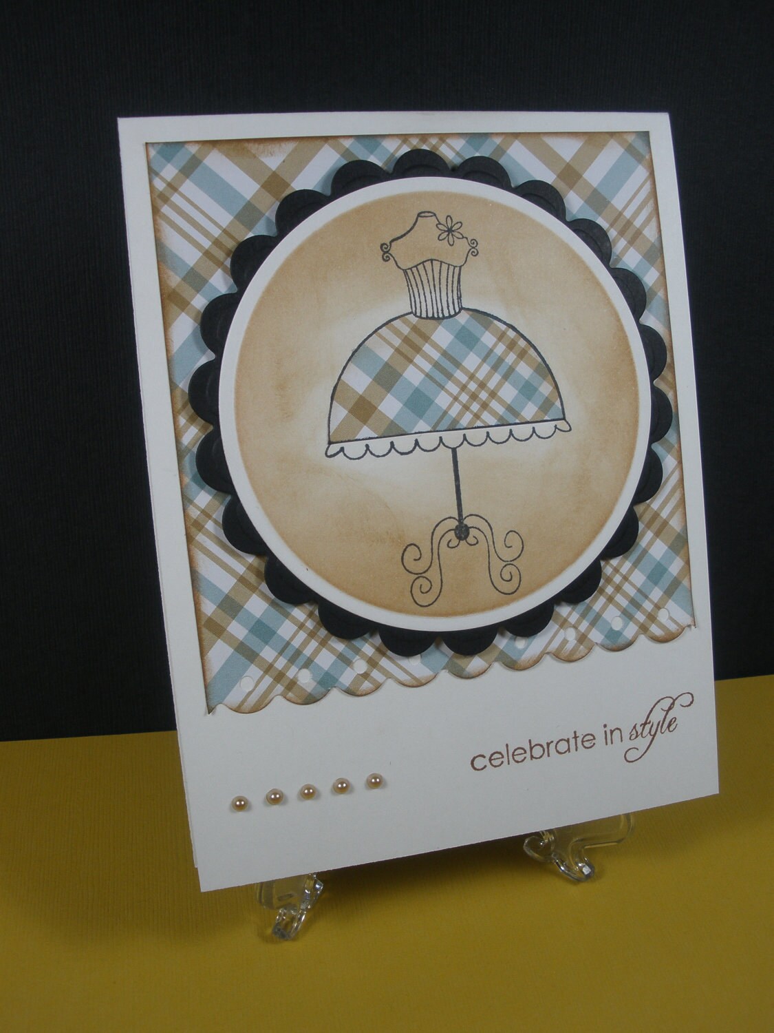 Celebrate in Style Plaid Dress Card - Etsy