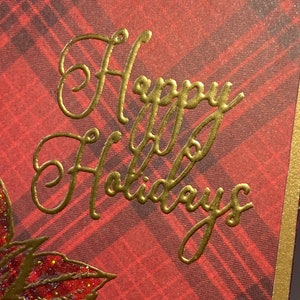 Happy Holidays Glitter Poinsettia Card - Etsy