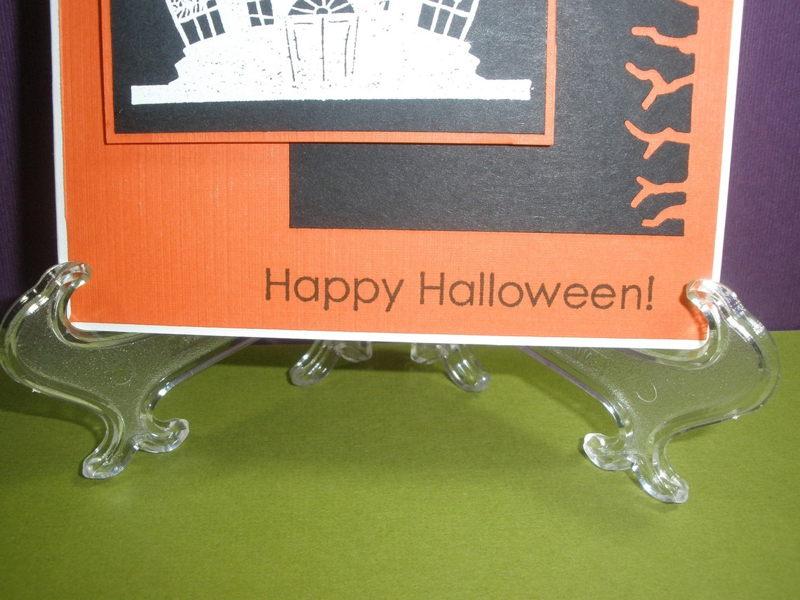 Halloween Haunted House Card - Etsy