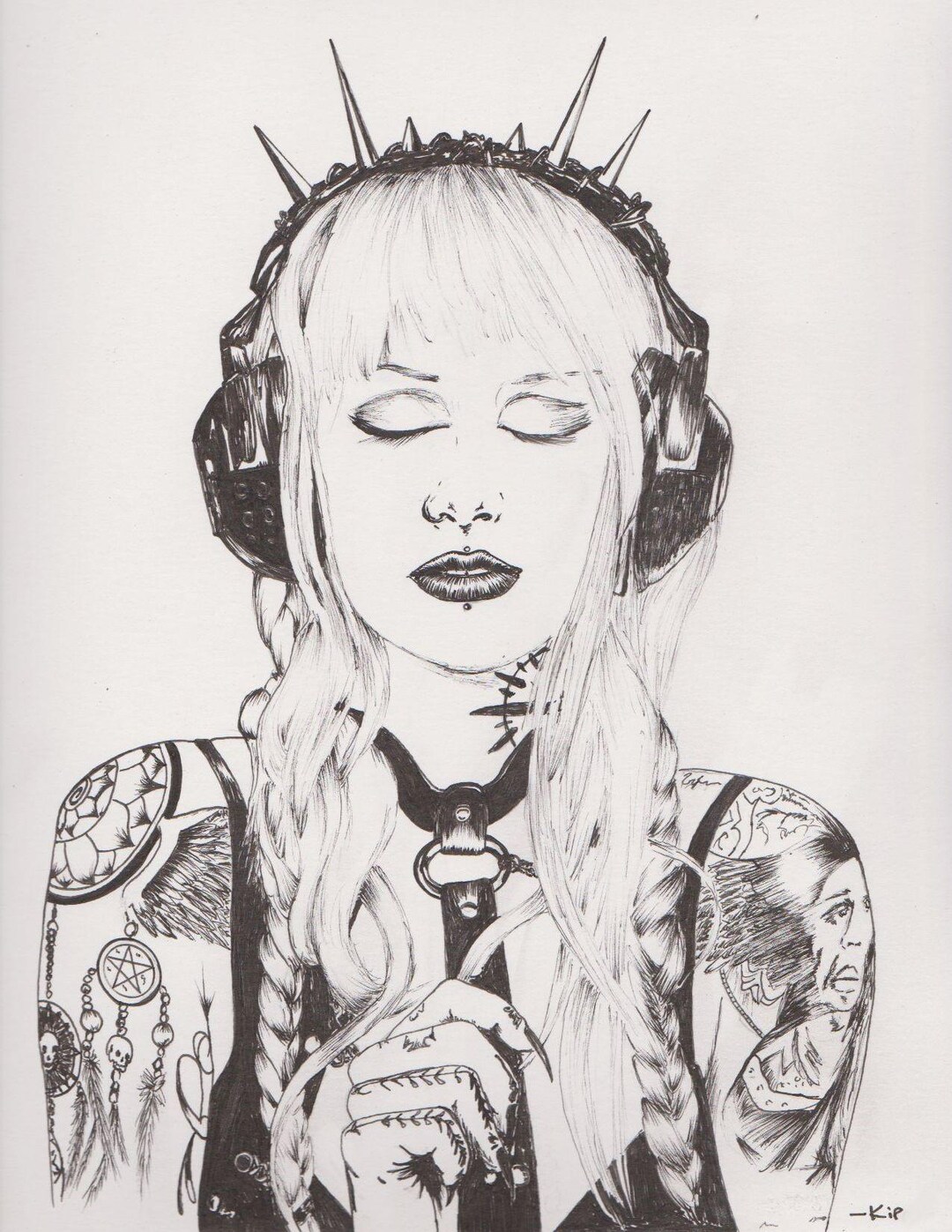 Infernal 8.5x11 Print of Original Gothic Pinup Pencil Sketch - Etsy