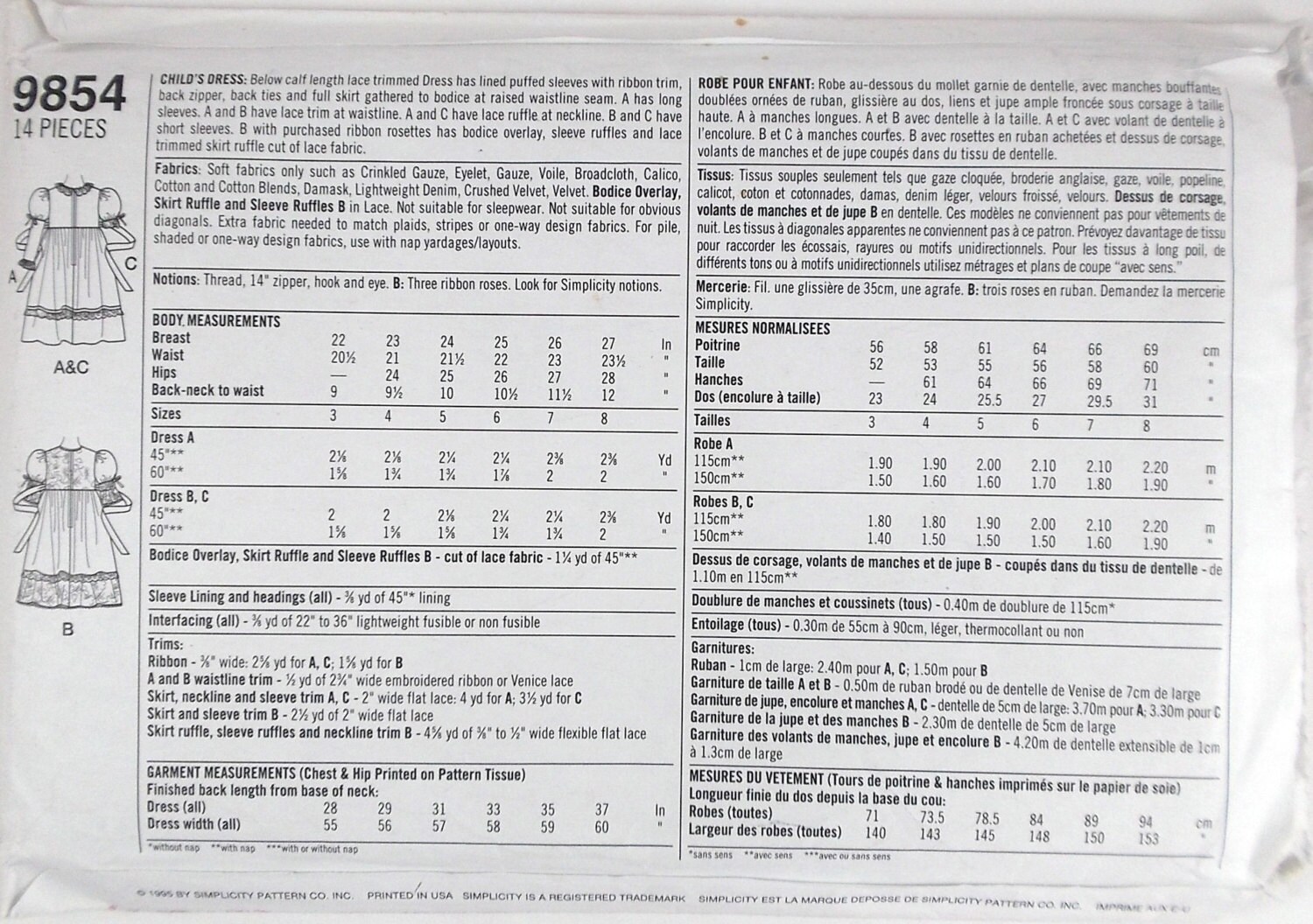 Vintage Child Girls Dress Simplicity Pattern 9854 Emilys - Etsy