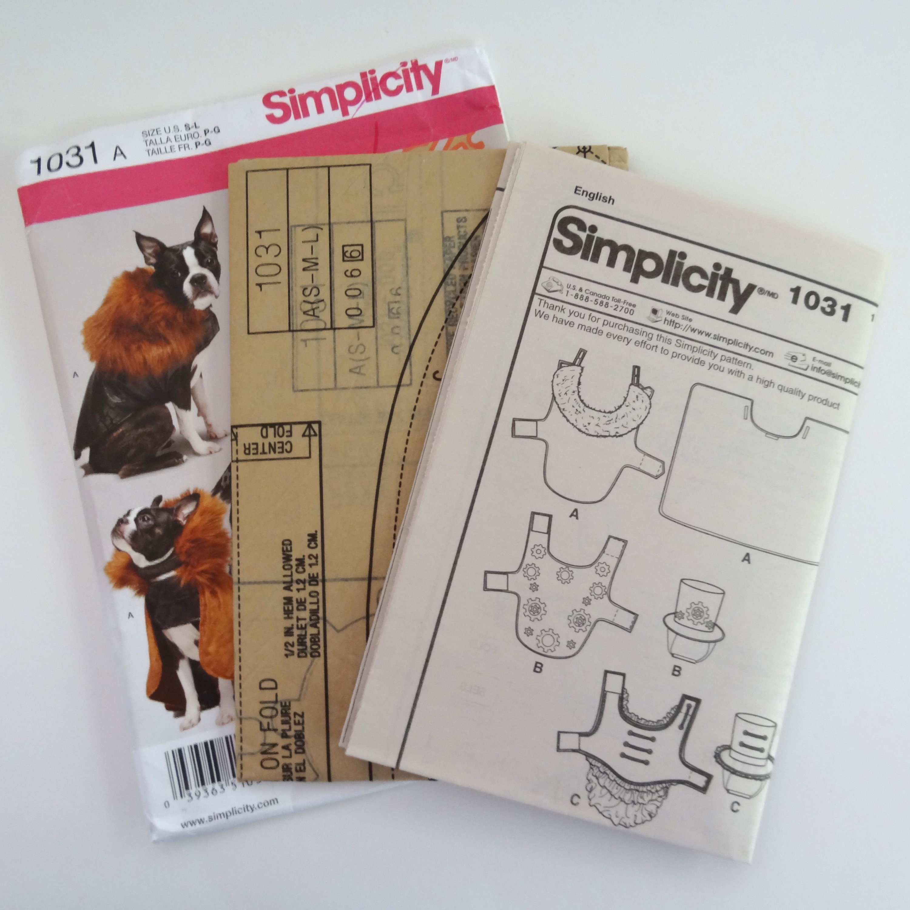 Costumes Patterns for Dogs Halloween Simplicity 1031 Small Medium Large ...