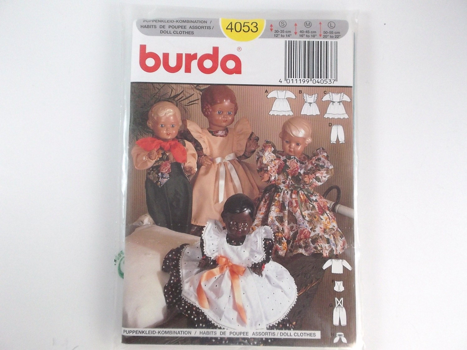 Doll Clothes Patterns Burda Craft Pattern Number 4053 Dolls Height ...