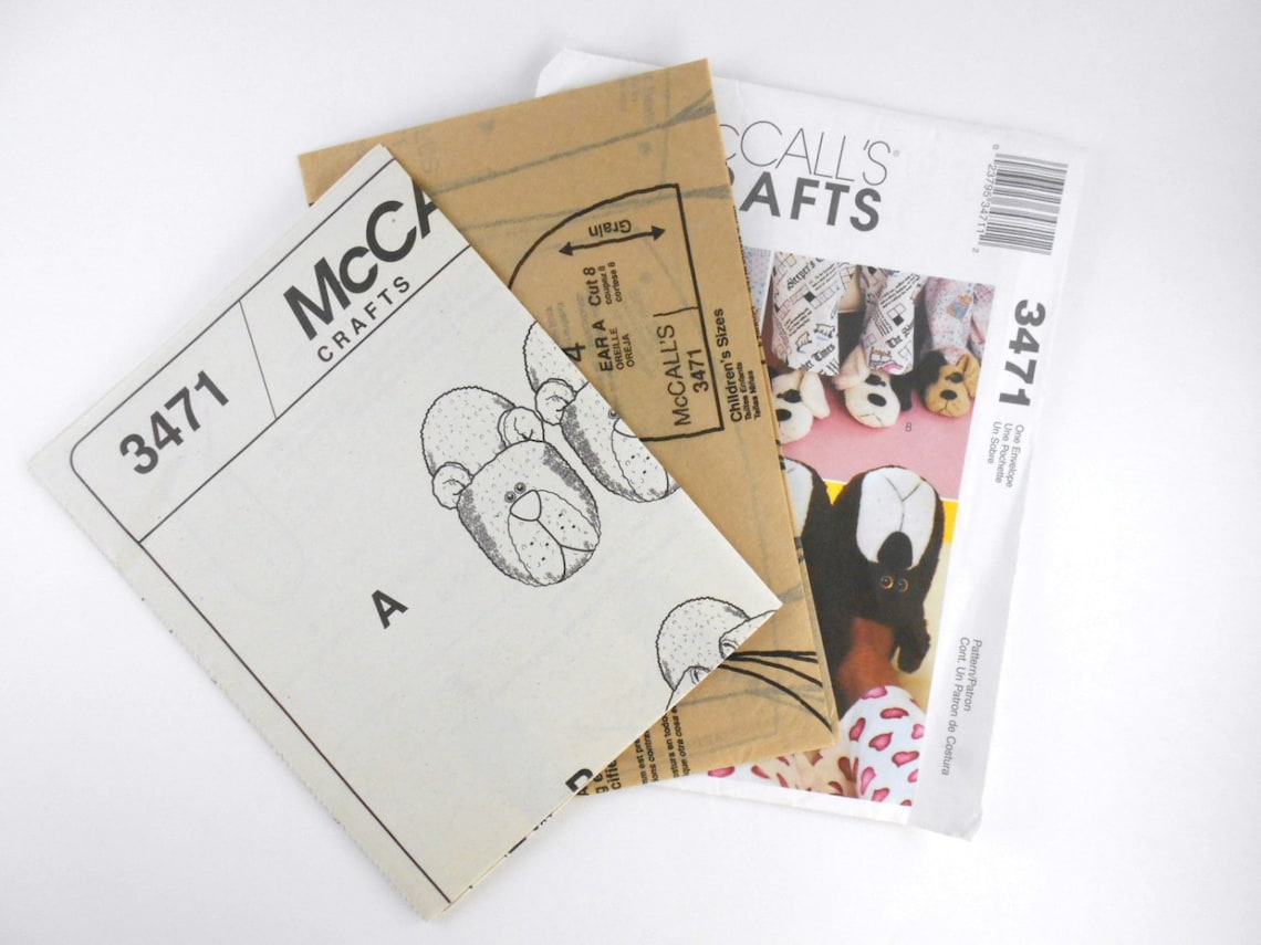 Pattern Mccalls Craft Number 3471 Adults and Children Slippers Sewing ...