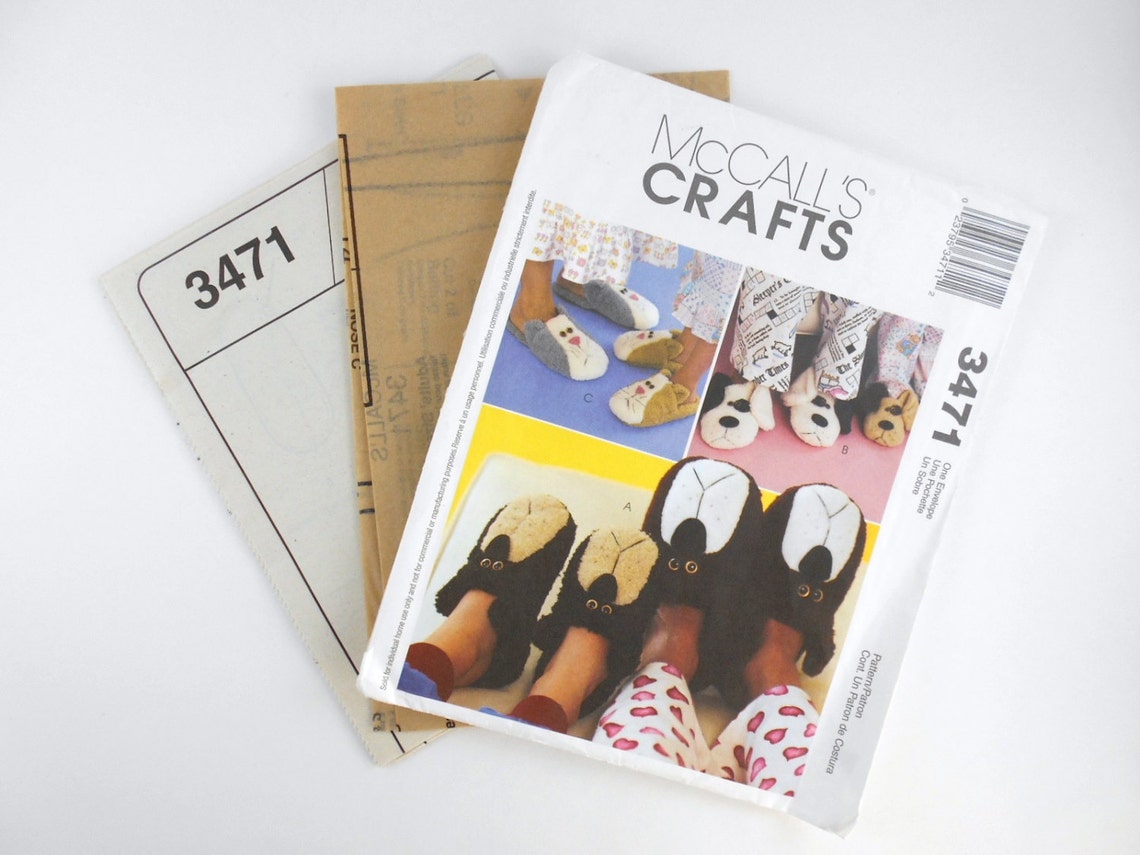 Pattern Mccalls Craft Number 3471 Adults and Children Slippers Sewing ...