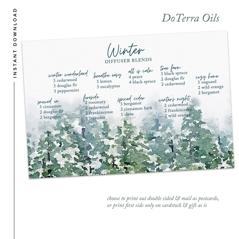 Doterra Winter Diffuser Blends Recipe Card, Holiday Essential Oils ...