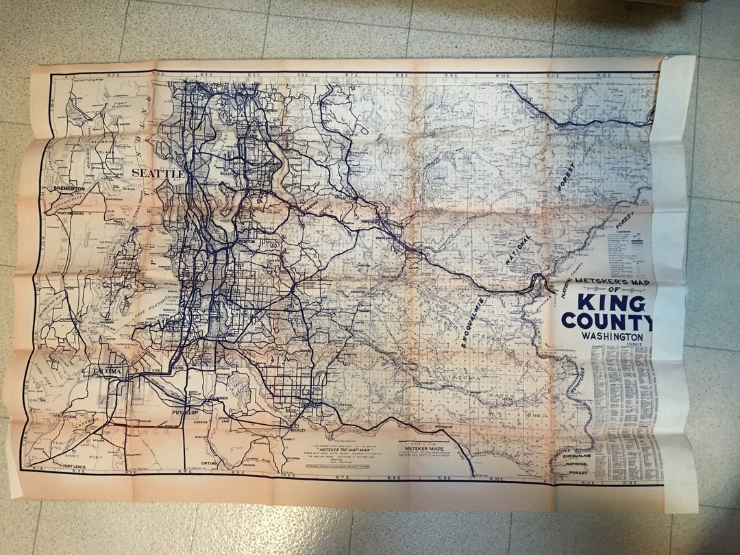 Vintage King County Washington Map. - Etsy