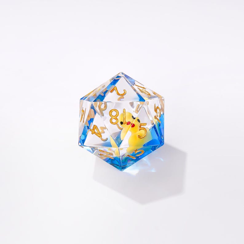 Rubber Duck DND Dice Set Handmade Sharp Edge Blue Resin Polyhedral Dice ...