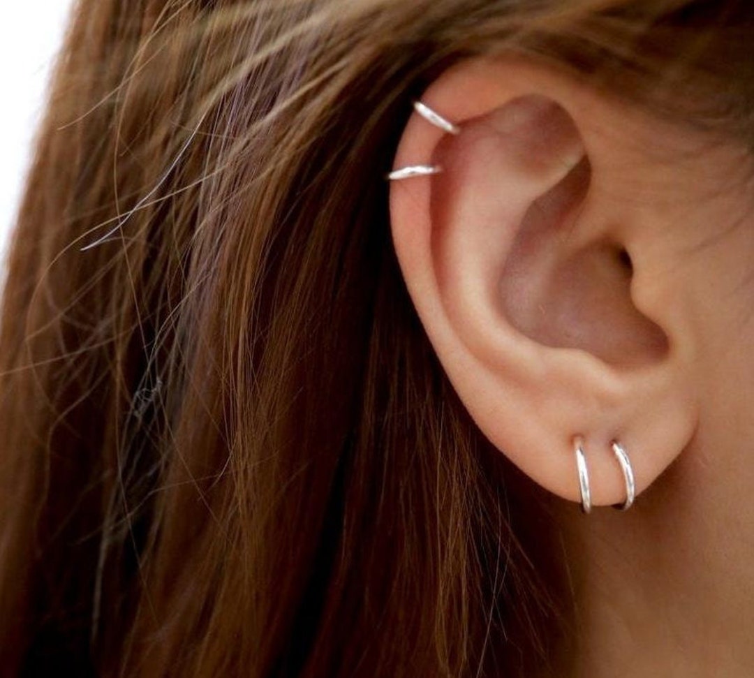 Mini Huggie Hoops 925 Sterling Silver - Silver & Gold Size 8mm - 60mm ...