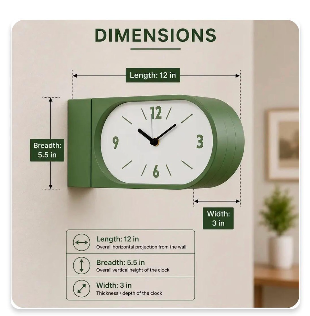 3D Double-sided Wall Clock – Silent Loft Style Hallway Clock ...