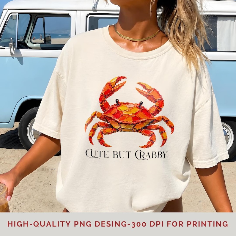 Crabby Watercolor Crab Design, Summer Beach PNG, Coastal Graphic Tee ...