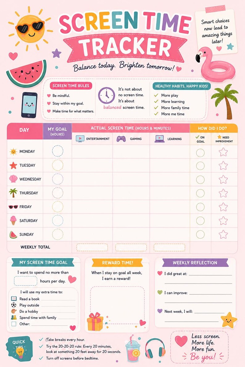 Summer Planner 2026 Printable, Editable Summer Routine Kit for Kids ...