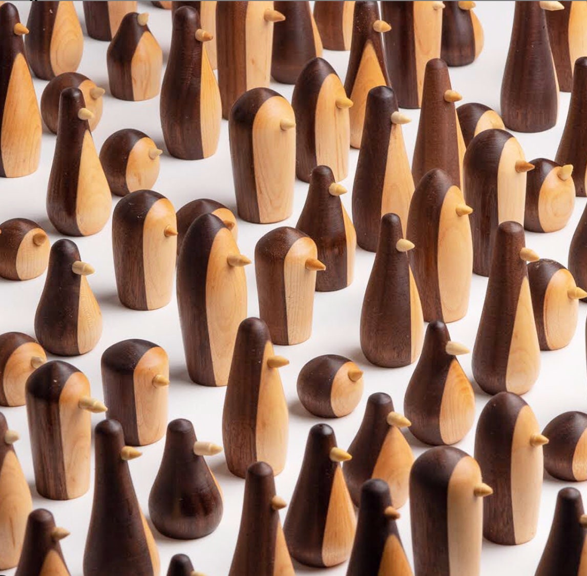 Penguin Figures Wood Wooden Penguins Handmade Set - Etsy