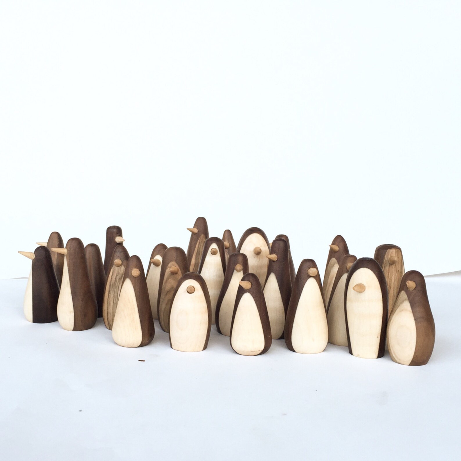 Penguin Figures Wood Wooden Penguins Handmade Set - Etsy