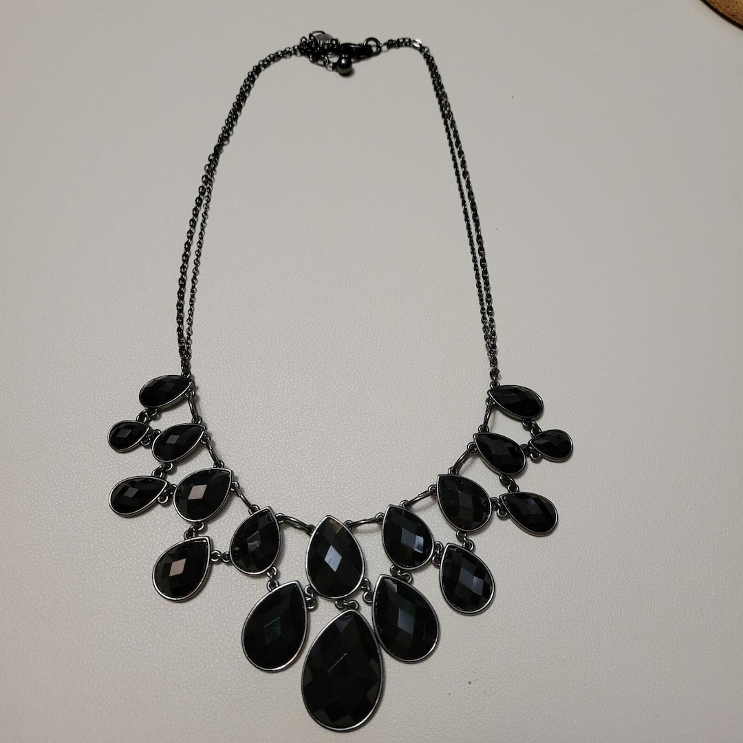 Joan Rivers Classics Collection Faux Jet Black Necklace Chunky Gothic ...