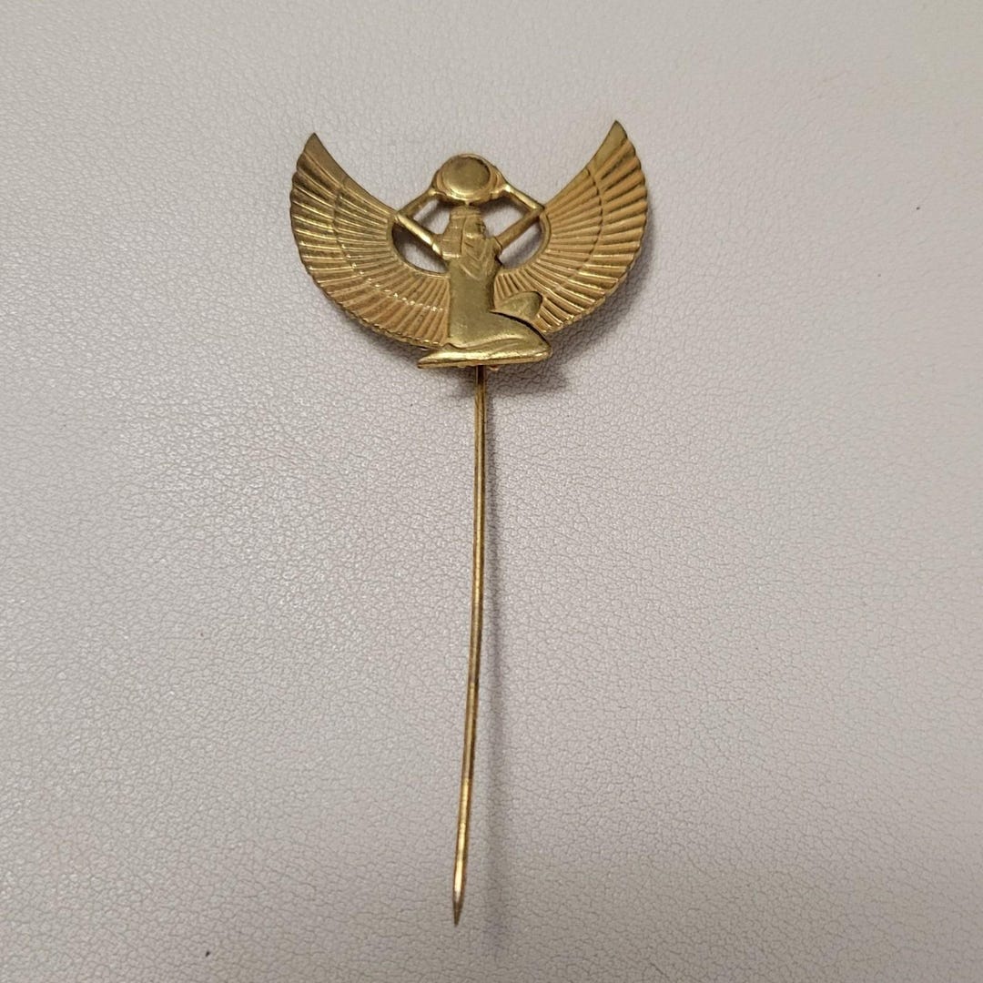 Vintage MIRIAM HASKELL Signed Egyptian Revival Isis Gold Tone Stick Pin ...