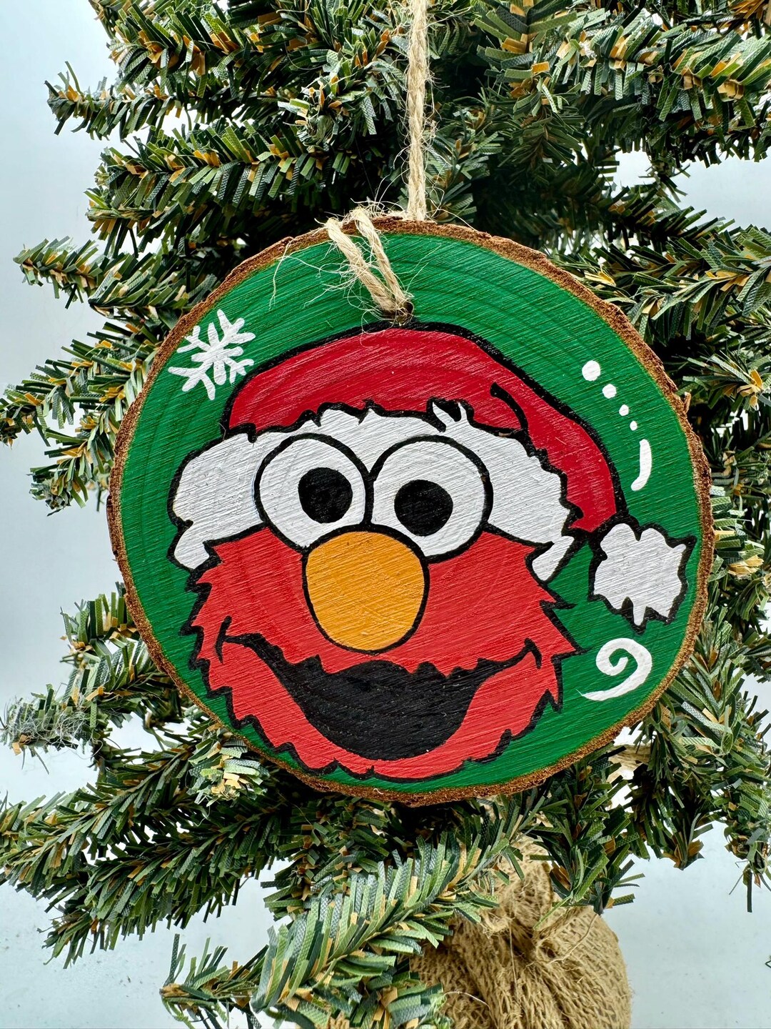 Elmo Hand Painted Wood Slice Ornament - Etsy