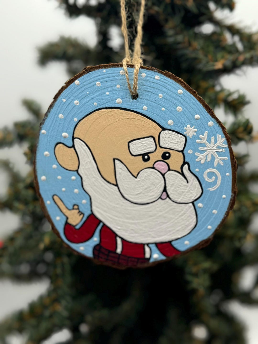 Rudolph Santa Claus Hand Painted Wood Slice Ornament - Etsy