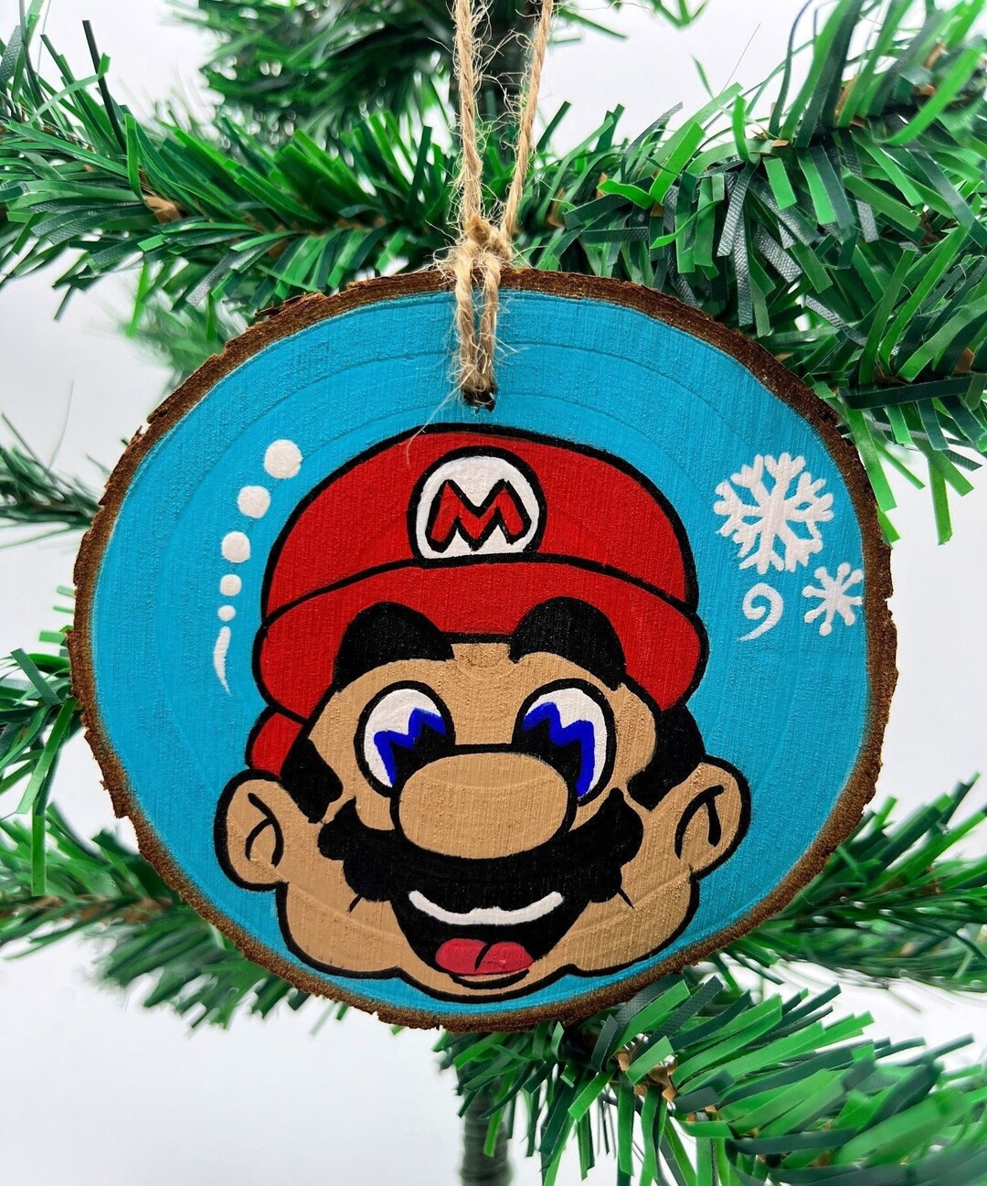 Super Mario Hand Painted Wood Slice Ornament - Etsy
