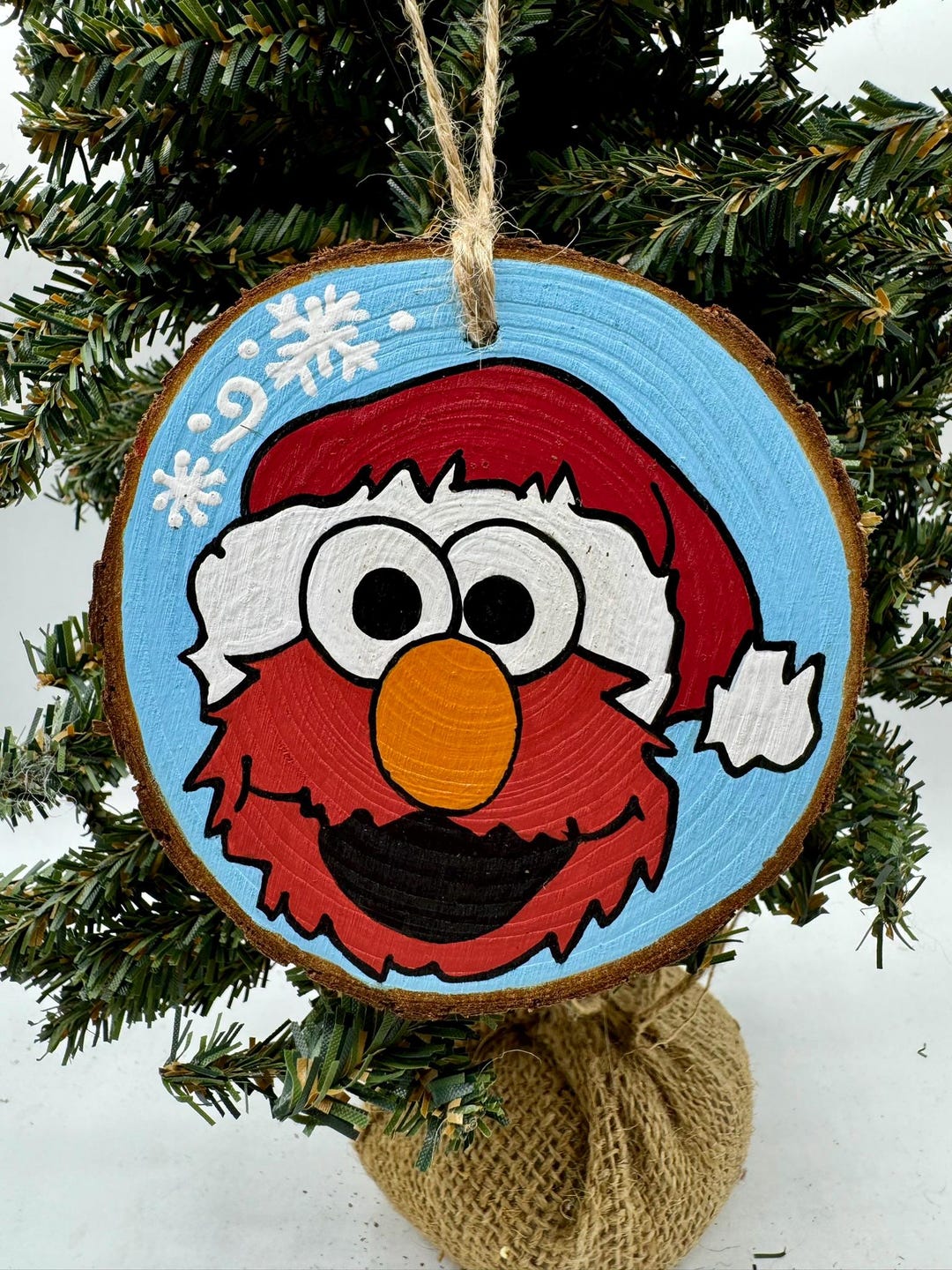 Elmo Hand Painted Wood Slice Ornament - Etsy