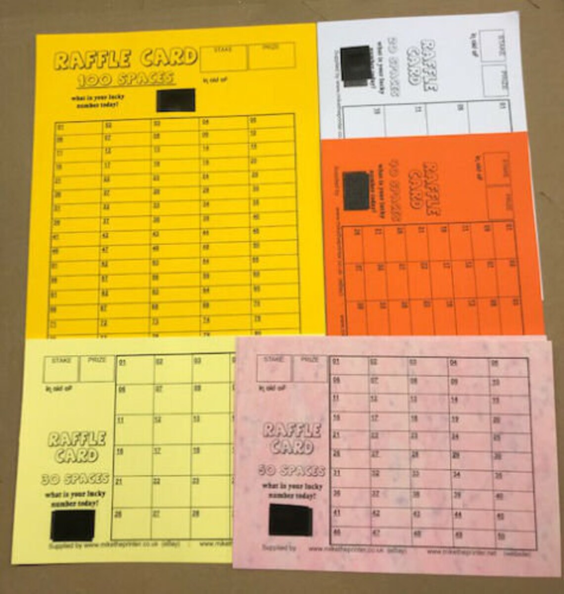 FUNDRAISING Mixed Pack Lucky Number Raffle Cards 10 Fundraising Cards ...