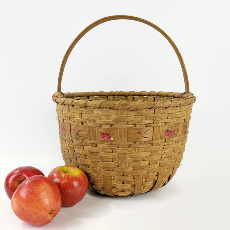 Wood Apple Basket With Handle - Etsy