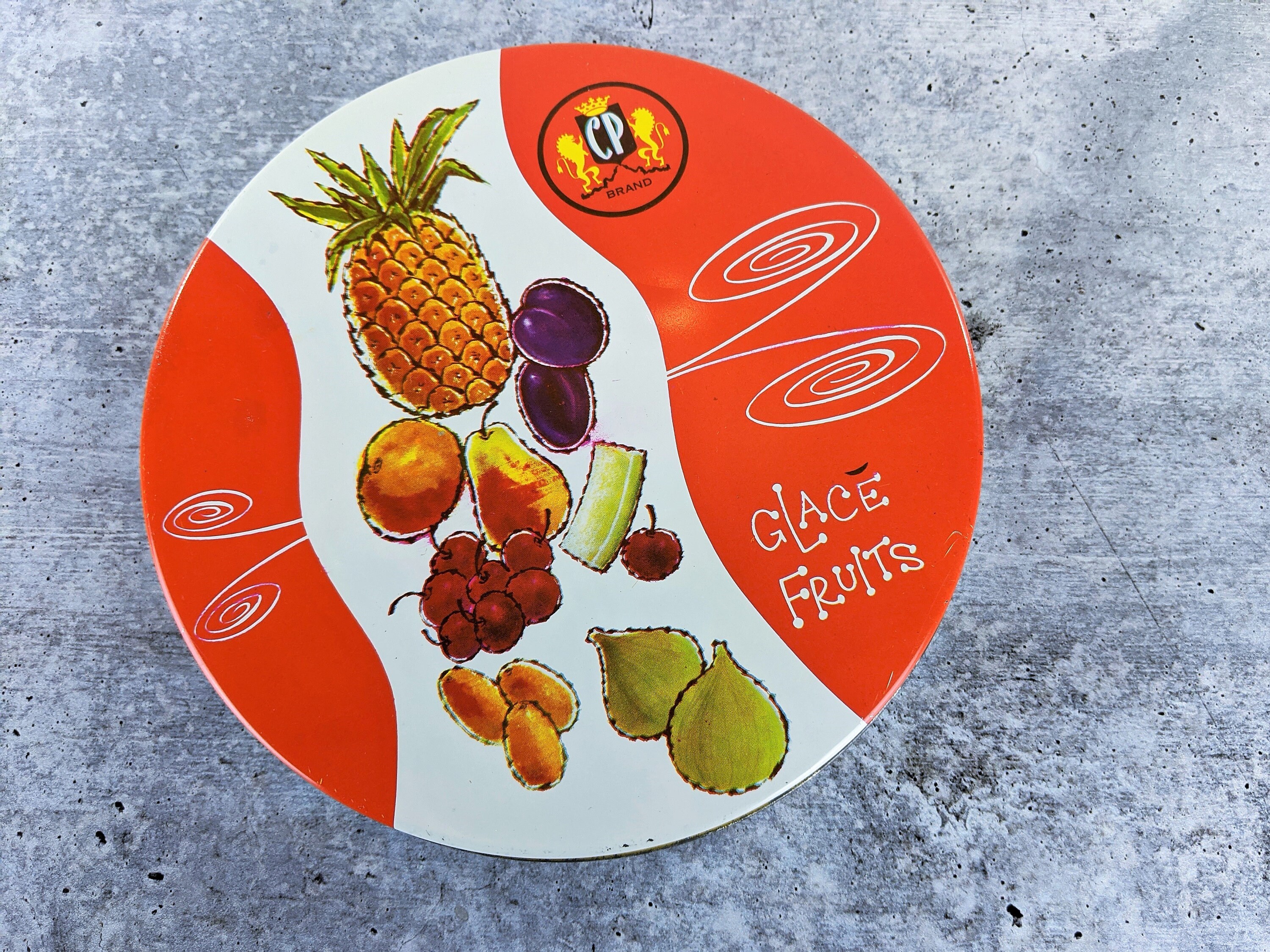 Vintage Candied Fruit Tin Mid Century Graphics Glace Fruits Lidded ...