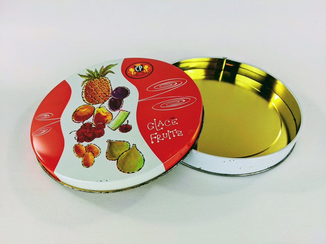 Vintage Candied Fruit Tin Mid Century Graphics Glace Fruits Lidded ...