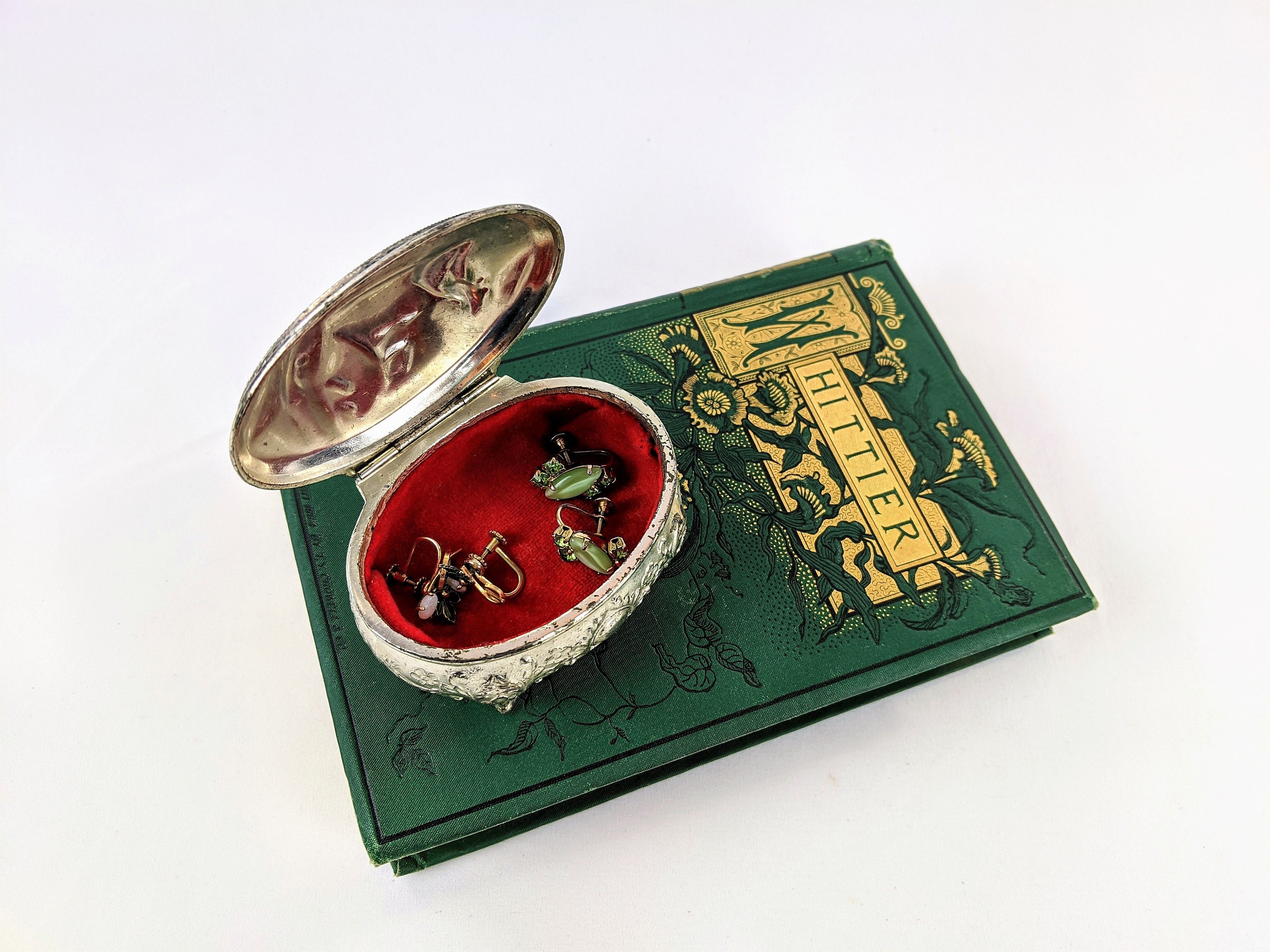 Small Silver Jewelry Box Red Velvet Lining Colonial Dancers - Etsy