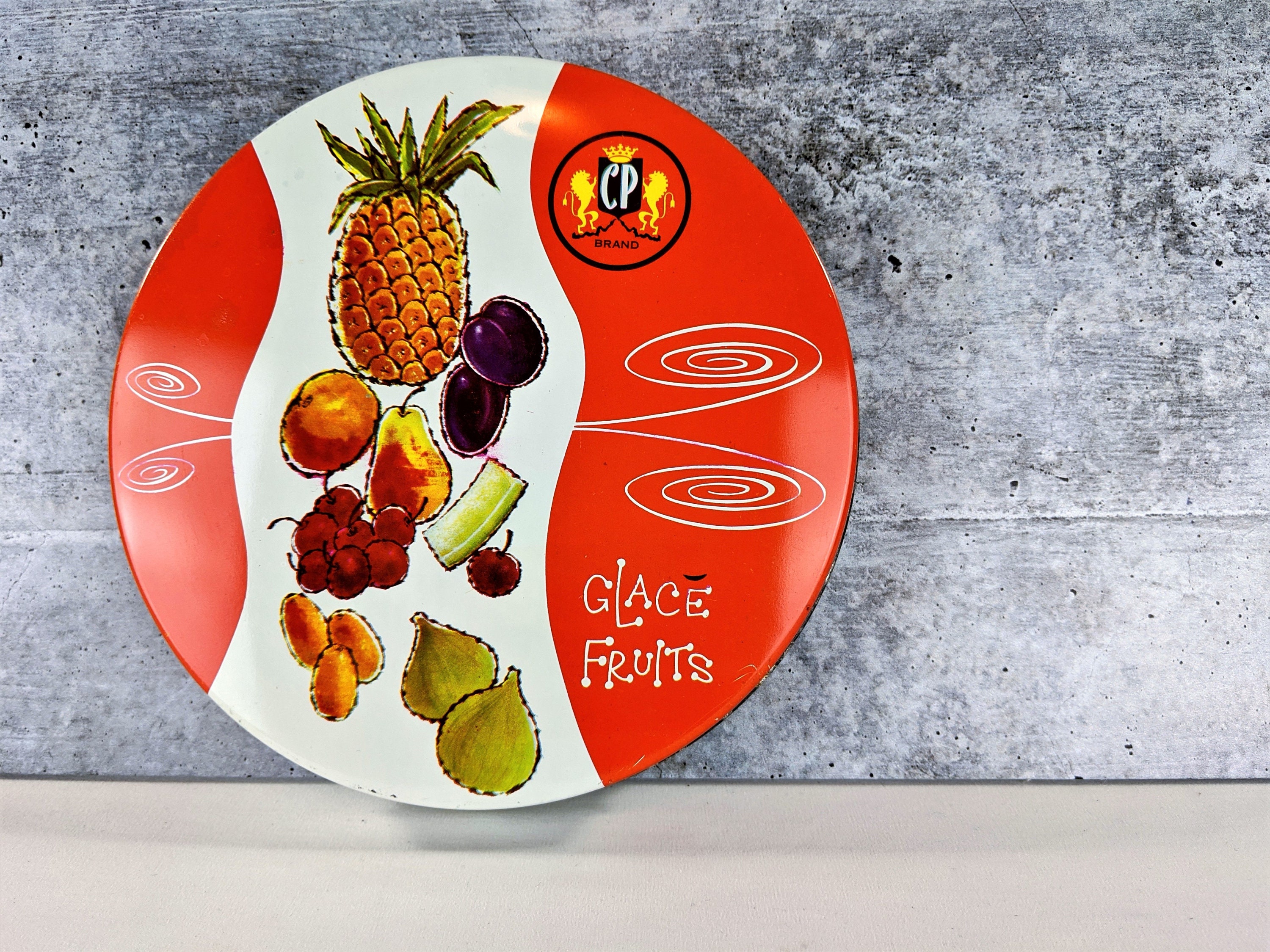 Vintage Candied Fruit Tin Mid Century Graphics Glace Fruits Lidded ...