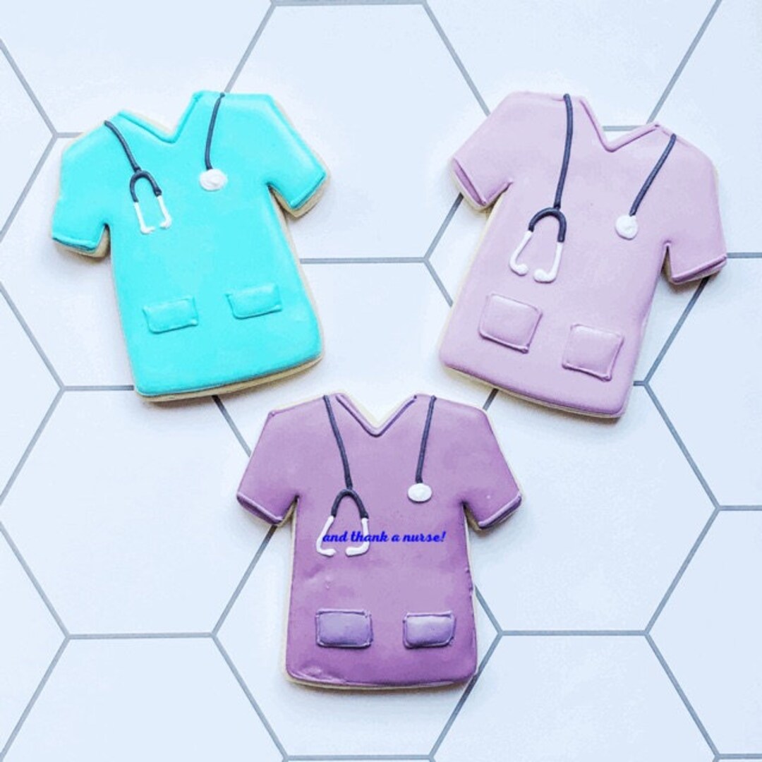 Nurse Scrubs Cookie: Royal Icing Thank You Gift - Etsy