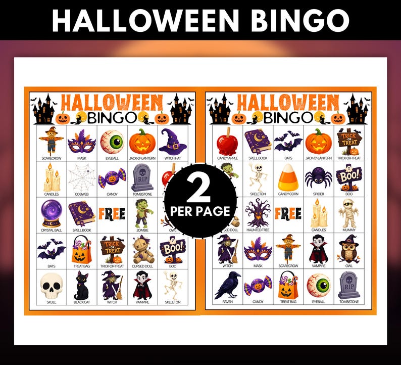 Printable Halloween Bingo 40 Cards, Spooky Party Game for Kids Toddler ...