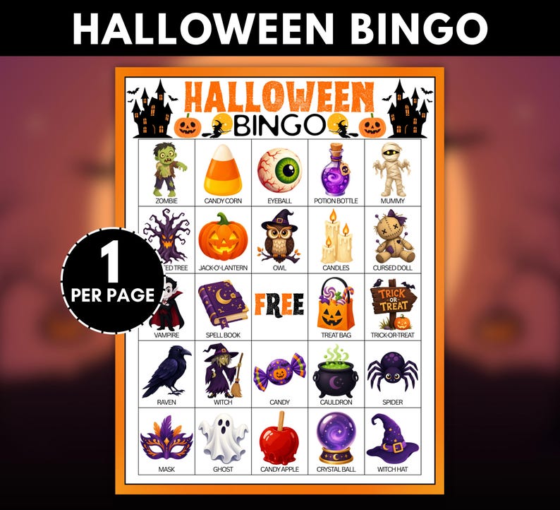 Printable Halloween Bingo 40 Cards, Spooky Party Game for Kids Toddler ...