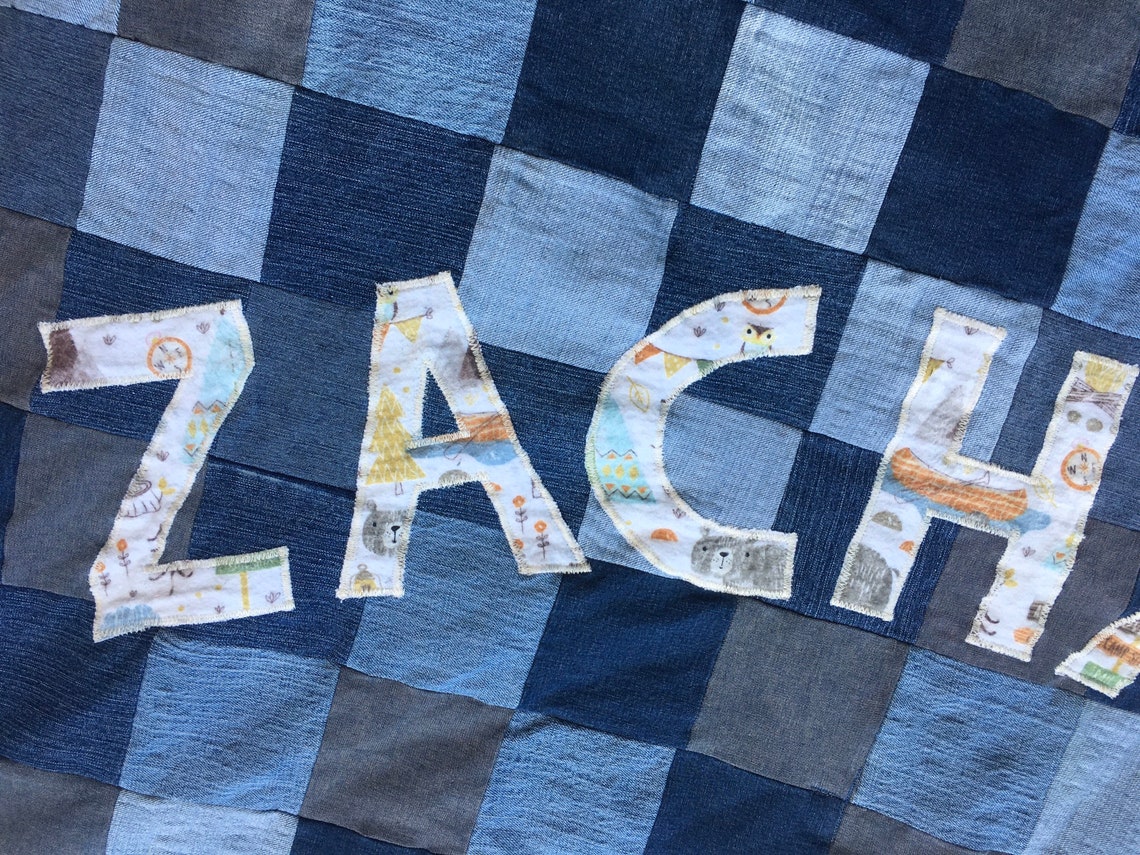 Blue Jean Quilt, Toddler Quilt, Upcycled Blue Jeans, Thrifted Materials ...