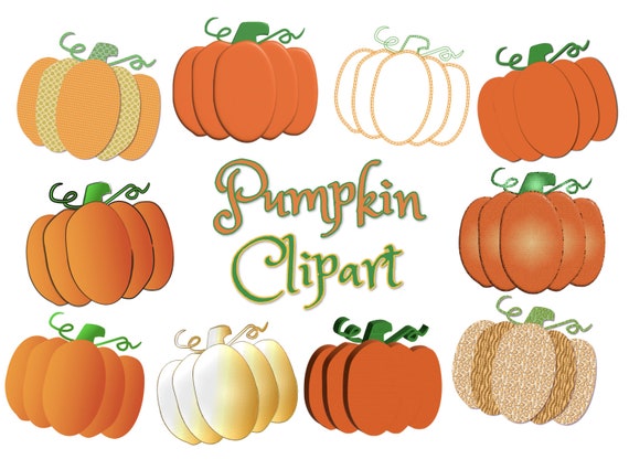 Pumpkin Clipart 10 Styles Zip Folder Download PNG Files - Etsy