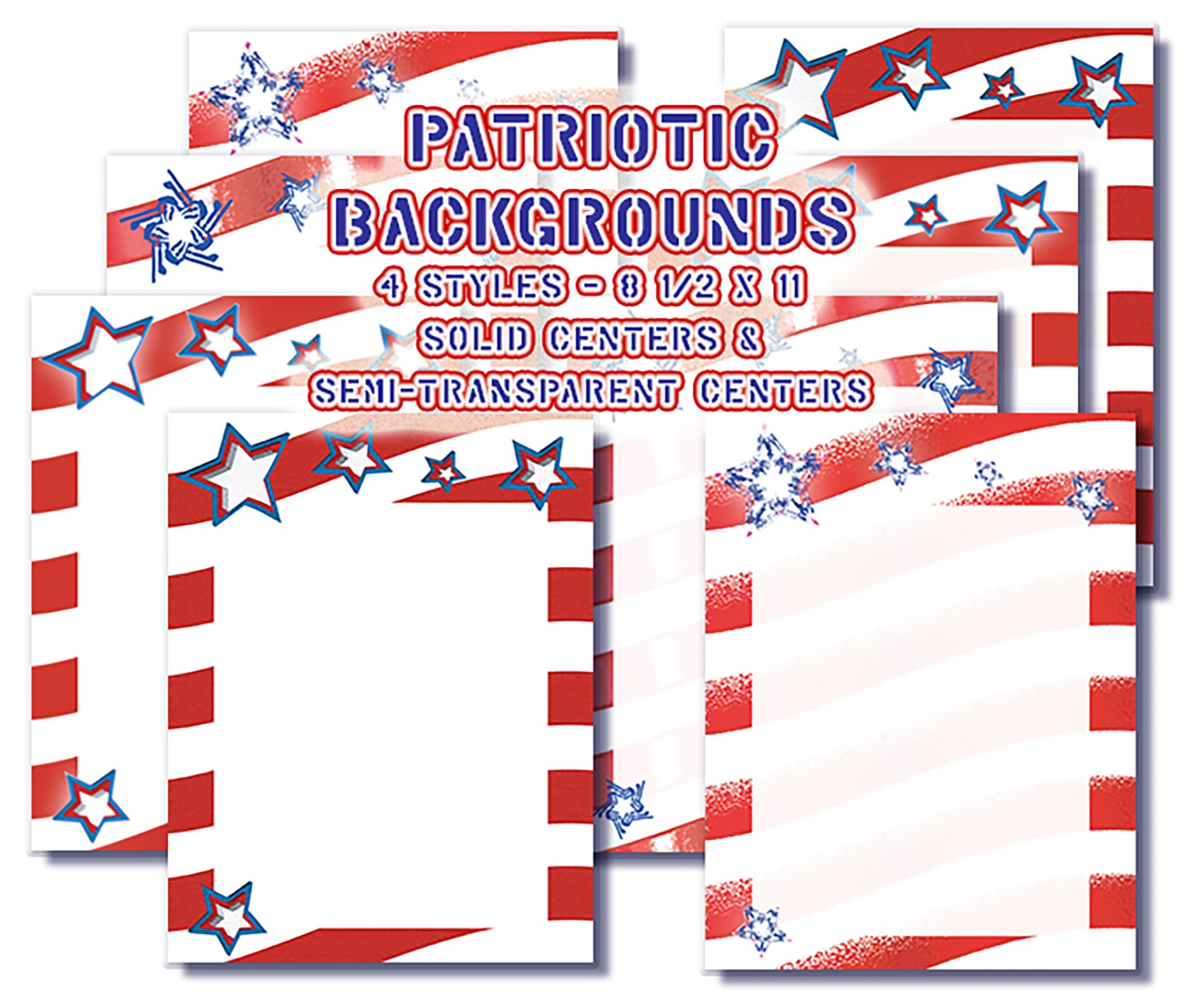 Patriotic Borders/backgrounds - 8/12 X 11 - 4 Styles - Solid & Semi ...