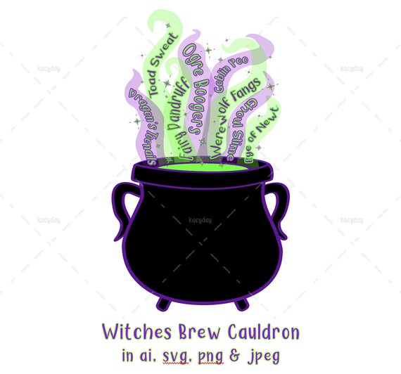 Witches Brew Cauldron in Ai Svg Png & Jpg - Etsy