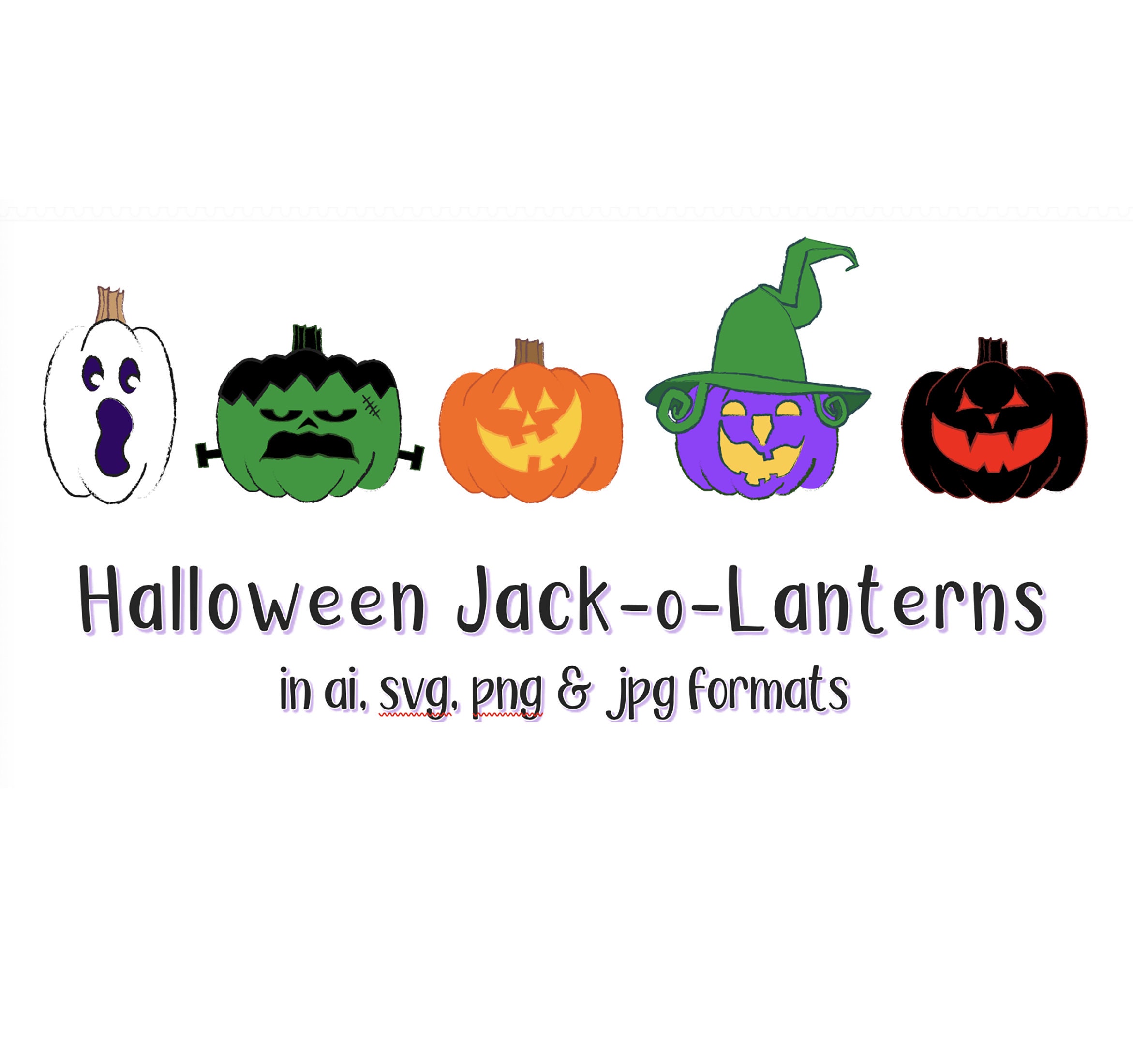 Halloween Jack-o-lanterns in Ai, Svg, Png & Jpg Formats - Etsy