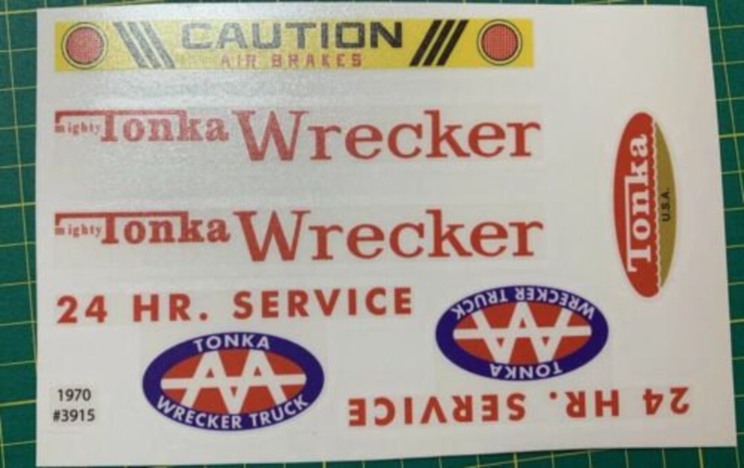 Custom Replacement Decals for &apos70 3915 Mighty Wrecker Tonka Truck ...