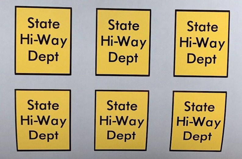 Custom Replacement Decals Stickers for State Hi-way Highway Dept Tonka ...