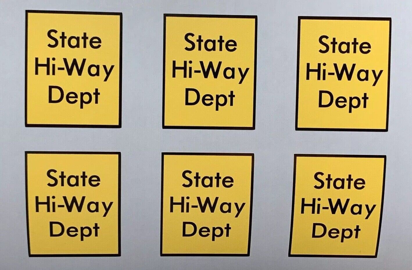 Custom Replacement Decals Stickers for State Hi-way Highway Dept Tonka ...