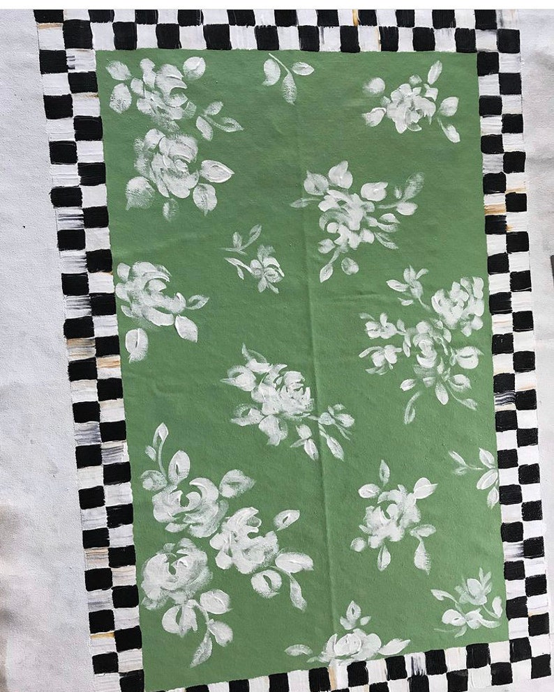 Cabbage Roses Floor Cloth - Etsy
