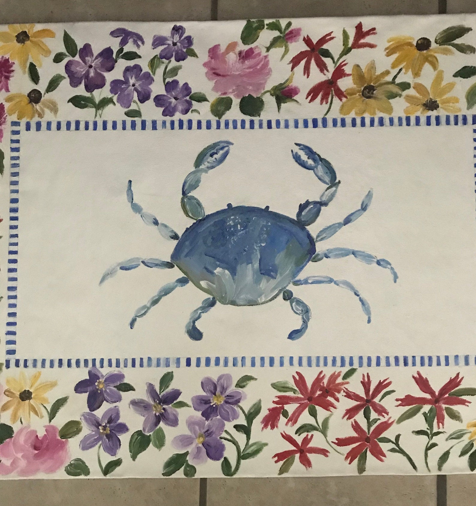 Custom Hand Painted Canvas Floor Cloth - Etsy