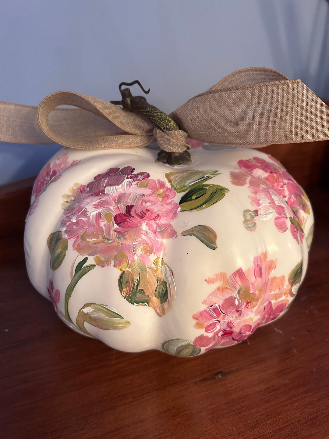 Hand Painted Fall Hydrangea Pumpkin - Etsy